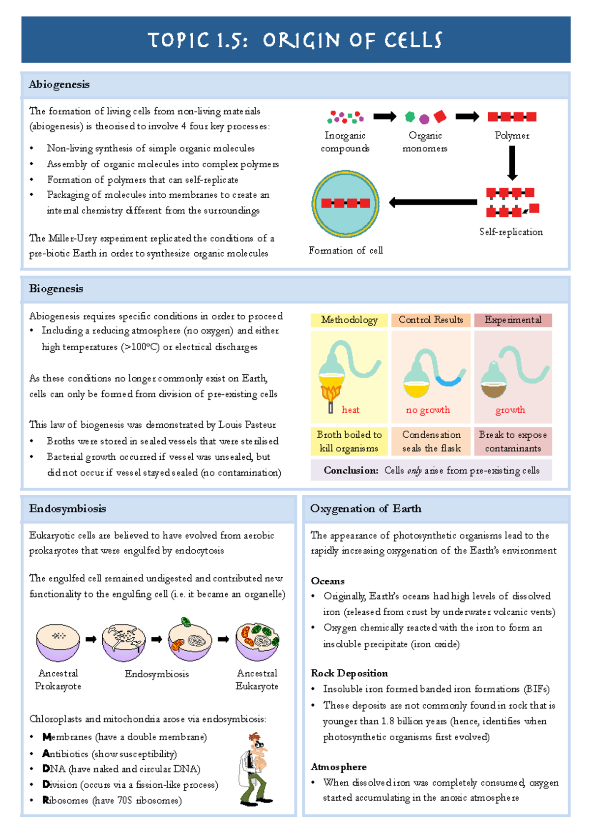 1.5 Origin of Cells - WORKSHEET SUMMARY NOTES - Topic 1: Origin of ...