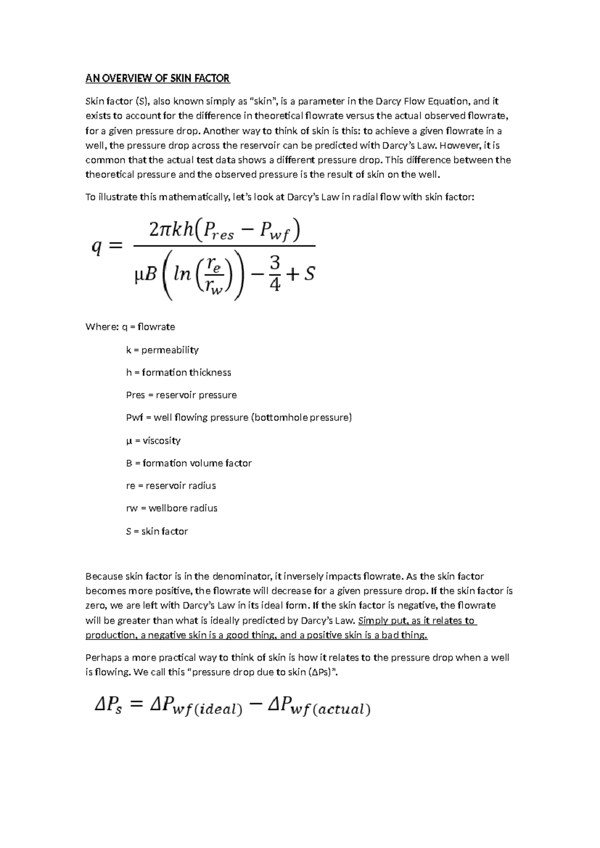 An Overview of Skin Factor - AN OVERVIEW OF SKIN FACTOR Skin factor (S ...