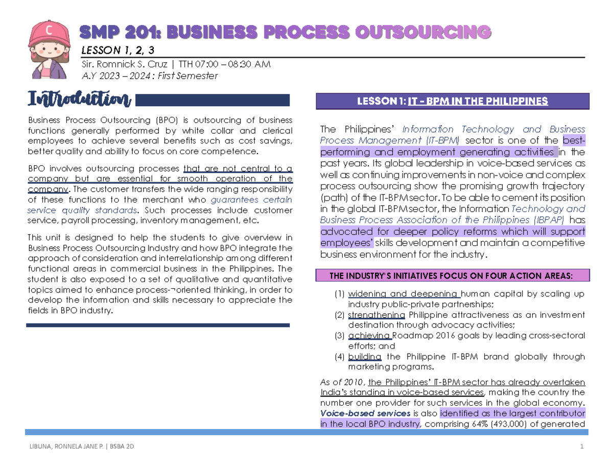 Bpo notes - midterm - second-year note under bsba. - Introduction ...