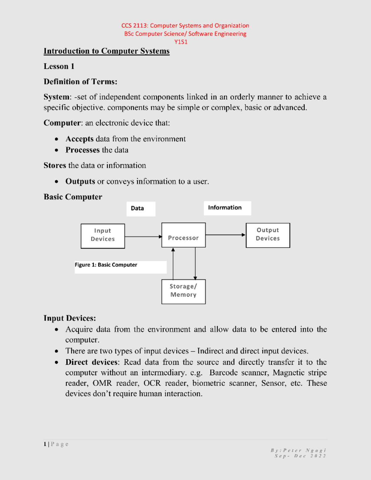 Computer Systems and Organization - Notes 1 - SOFTWARE ENGINEERING ...
