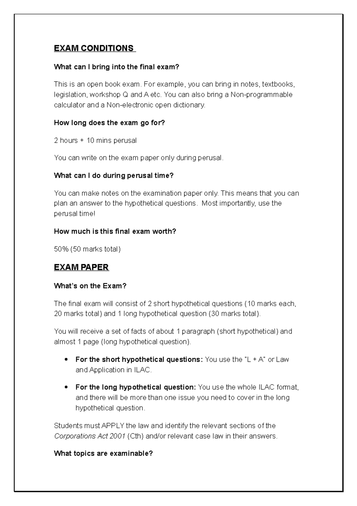 All you need to know about the Final Exam Final Copy - EXAM CONDITIONS ...