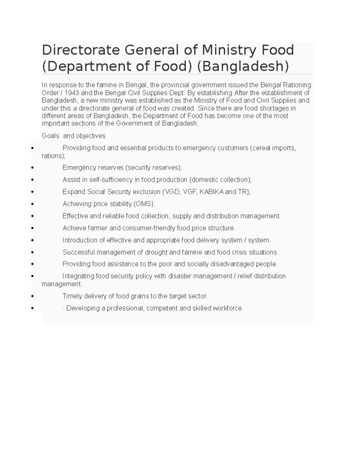 Directorate General of Ministry Food - Directorate General of Ministry ...