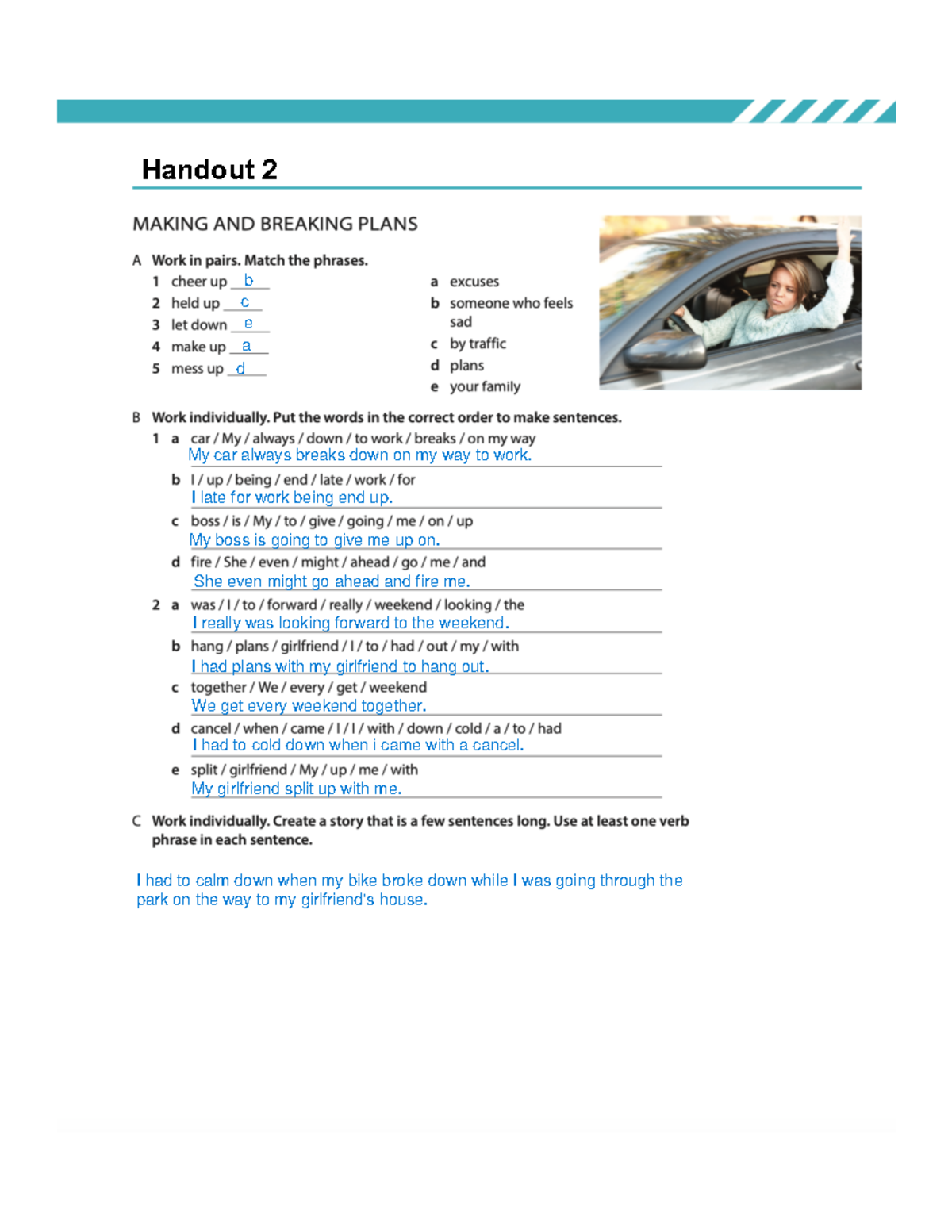 BUS 2.0 Level 4 Lesson Plan 5 Handout 2 - Ingles general IV - Handout ...