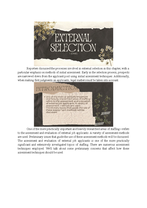 External and Internal Selection - Recruitment and Selection - Studocu