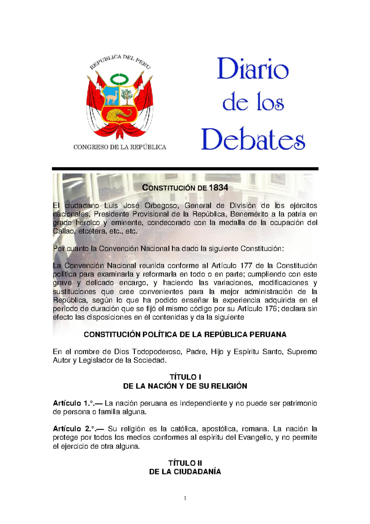 Constitucion-1834 - DERECHO PENAL - CONSTITUCIÓN DE 1834 El ciudadano ...