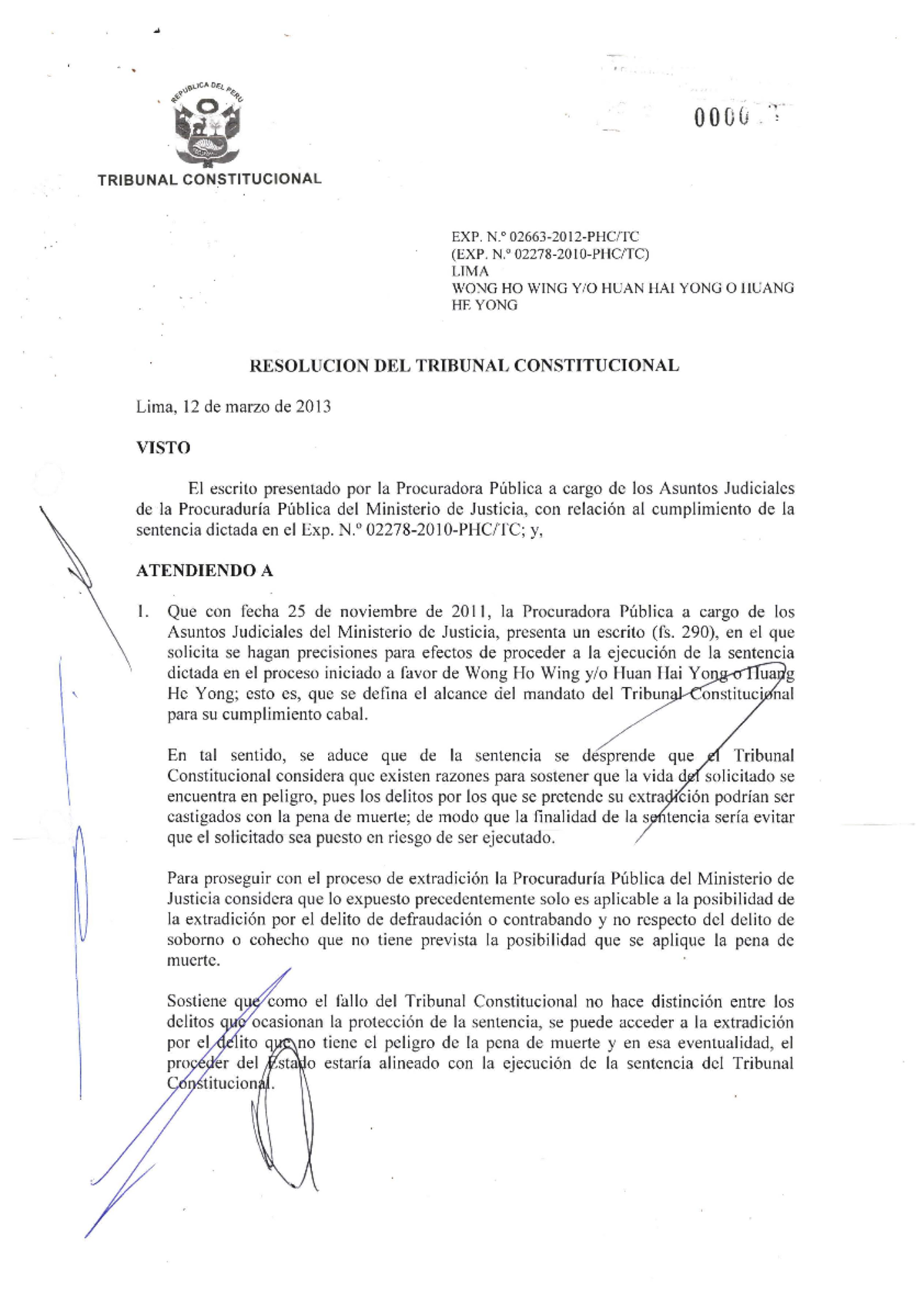 Sentencia DE TC CASO WONG HO WING2 - TRIBUNAL CONSTITUCIONAL EXP. N ...
