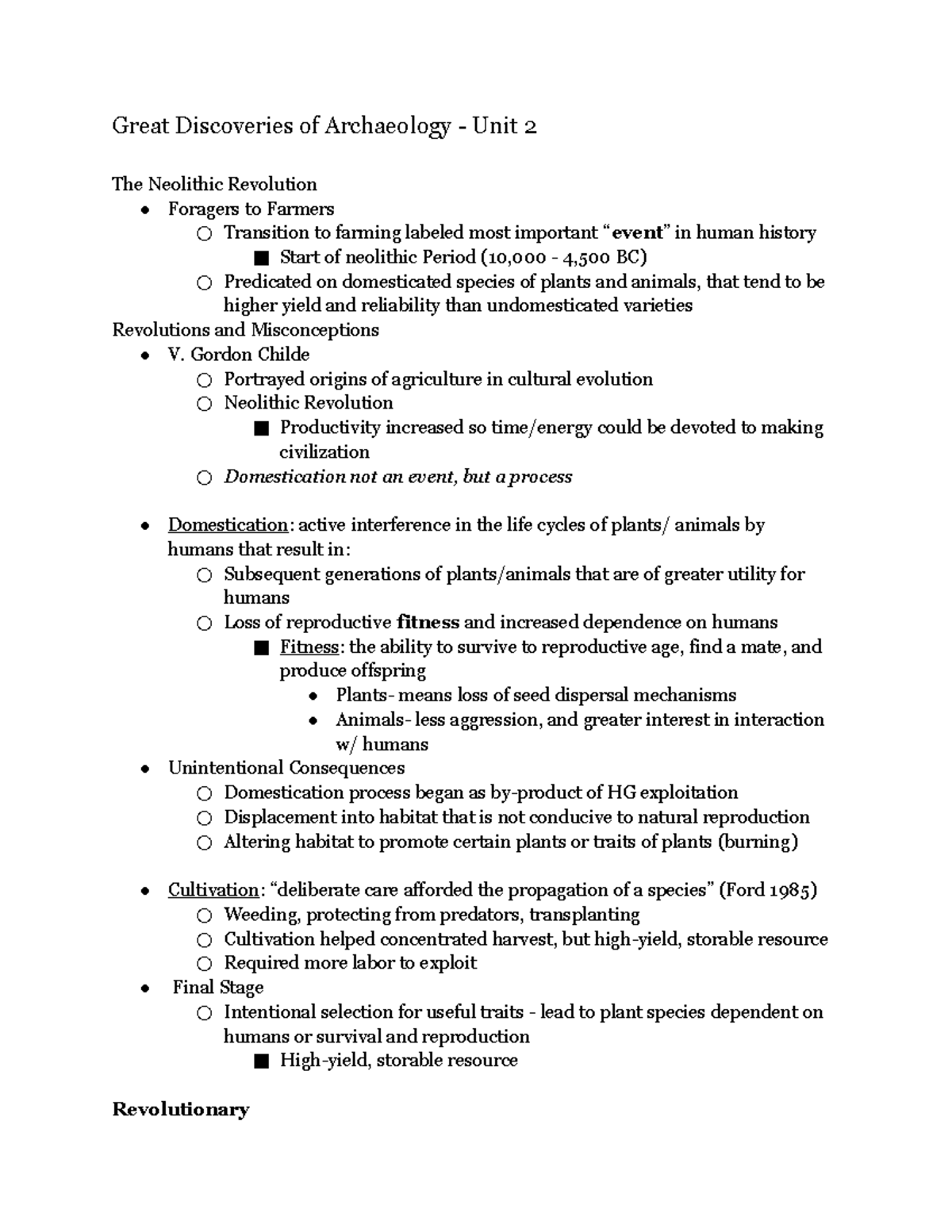 Unit 2 Lecture Notes - Great Discoveries of Archaeology - Unit 2 The ...