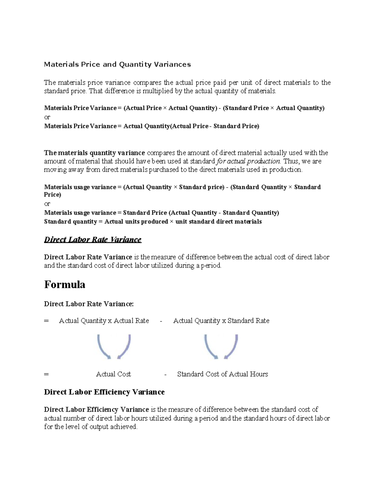 Materials Price and Quantity Variances - That difference is multiplied ...