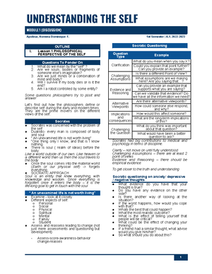 4-Spiritual-Self - Summary Understanding the Self - Spiritual Self The ...