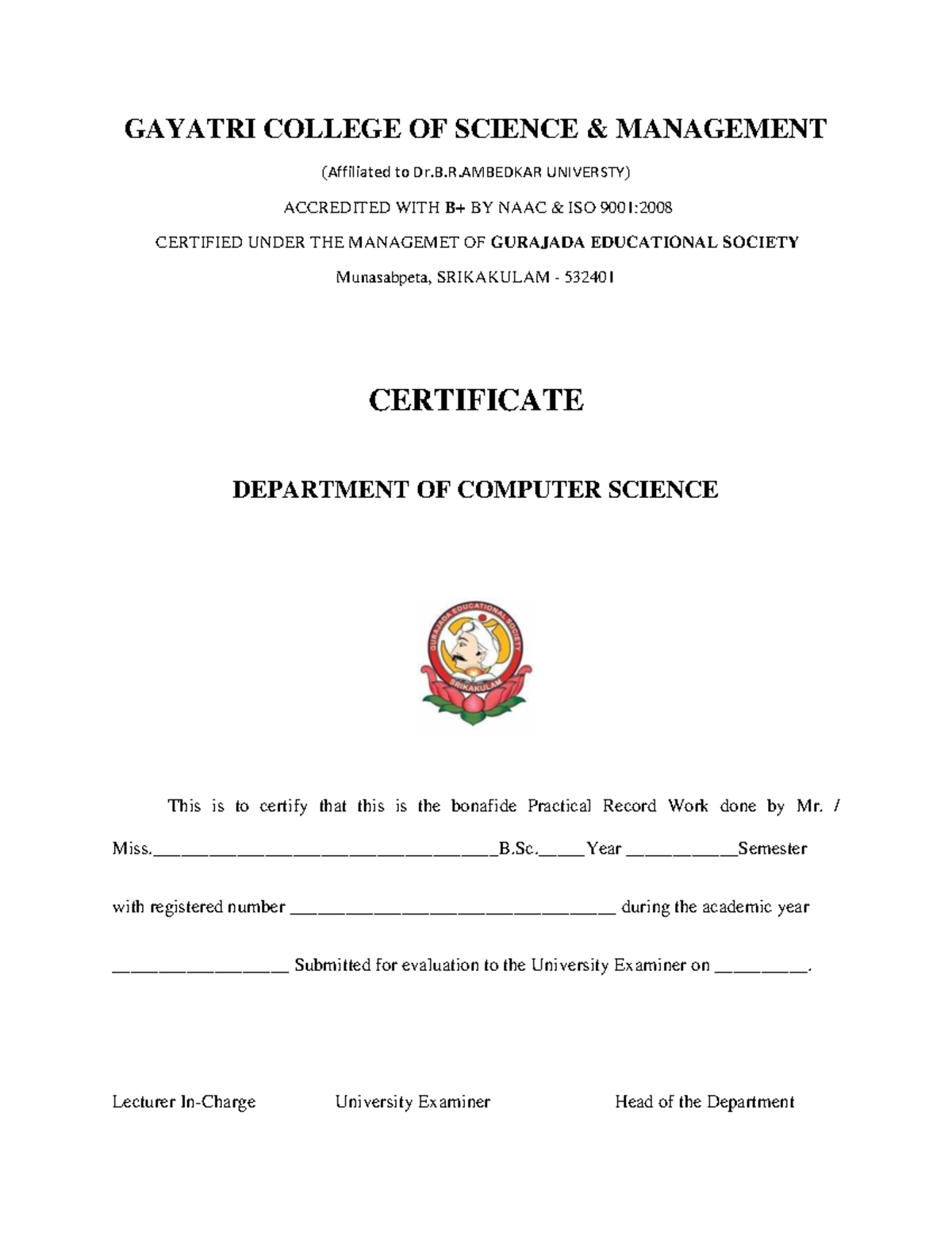 DS LAB Programs - DS LAB MANUAL - GAYATRI COLLEGE OF SCIENCE ...