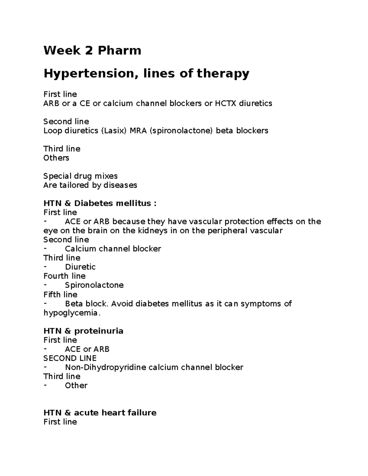 NURS6521 Lecturio Notes Pharm Week 2 Pharm - Week 2 Pharm Hypertension ...