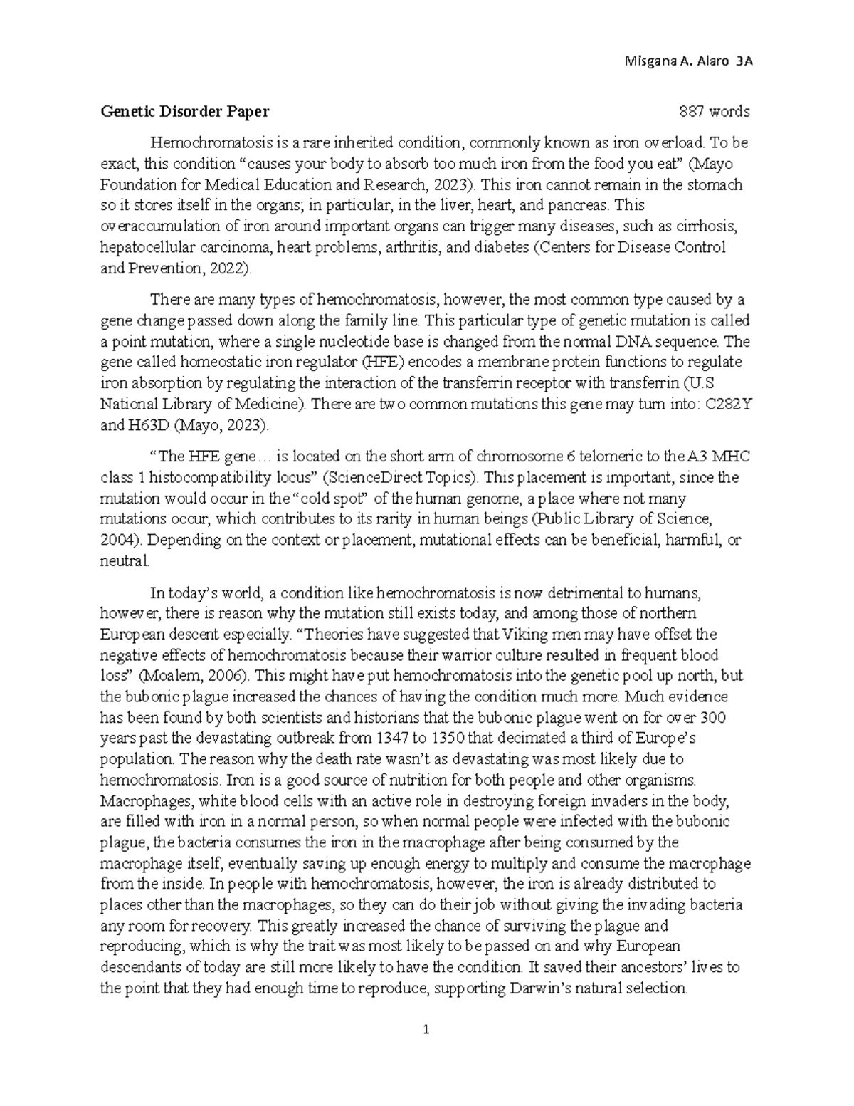 IB Biology Genetic Disorder Paper - Misgana A. Alaro 3A Genetic ...