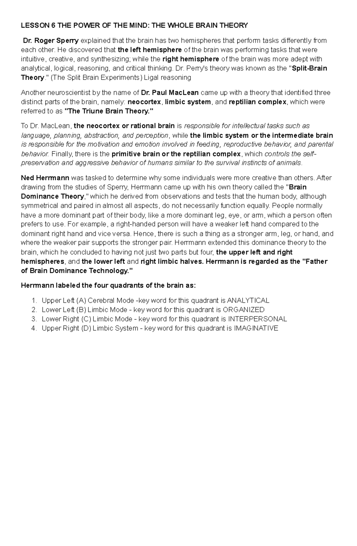 2nd Quarter-Module 1-Personal Development 11 - LESSON 6 THE POWER OF ...