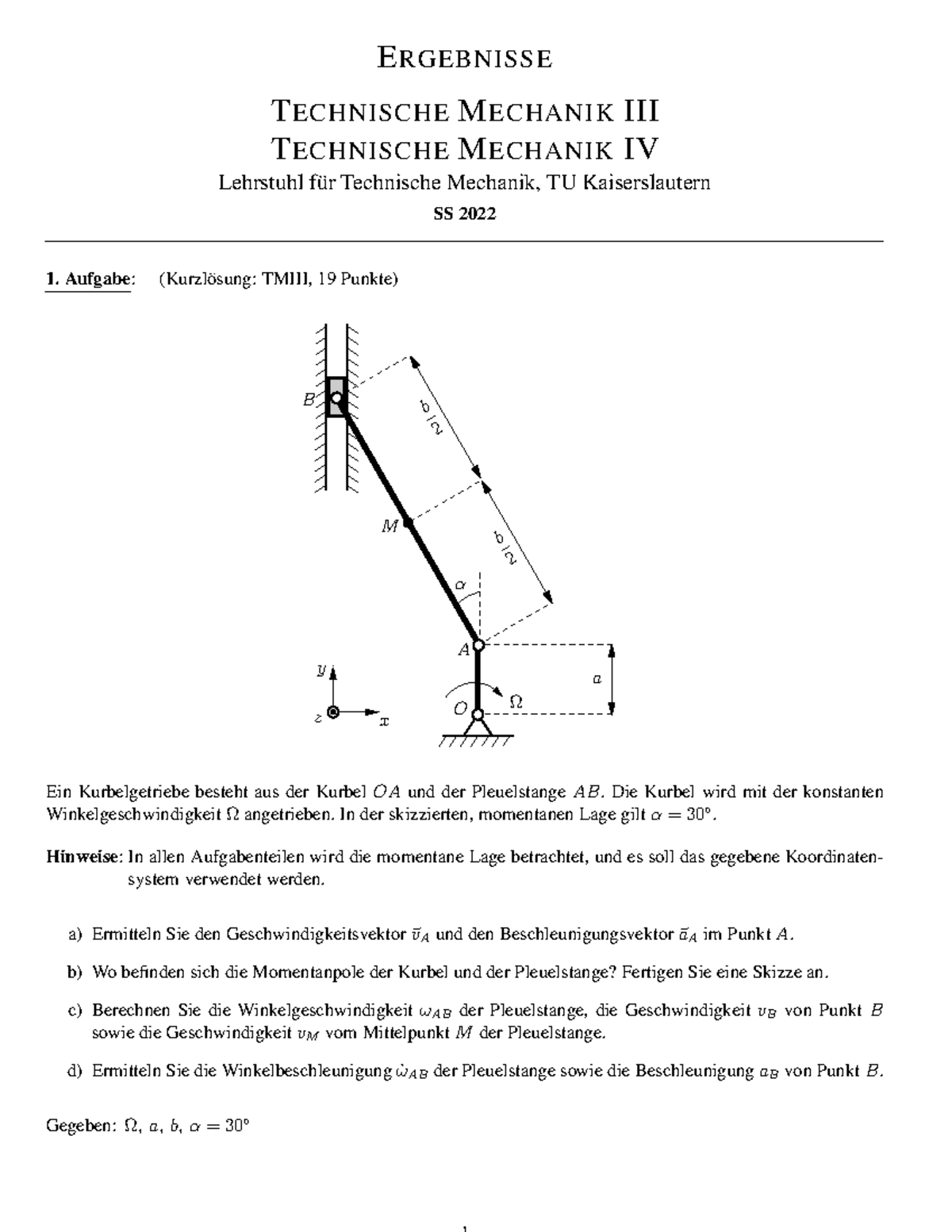 Kurzlösung Sommer Semester 2022 34 - ERGEBNISSE TECHNISCHE MECHANIK III TECHNISCHE MECHANIK IV ...