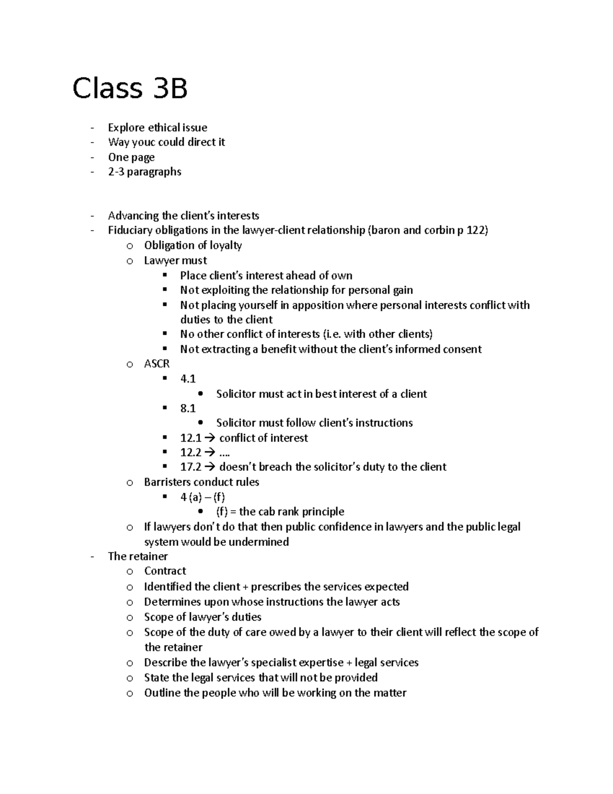 Class 3B Lecture Notes - Class 3B Explore ethical issue Way youc could ...