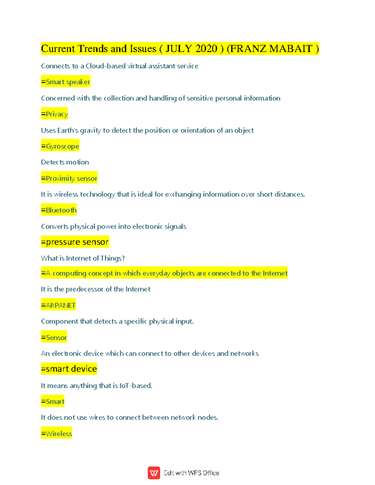 Current Trends and Issues P.M - Current Trends and Issues ( JULY 2020 ...