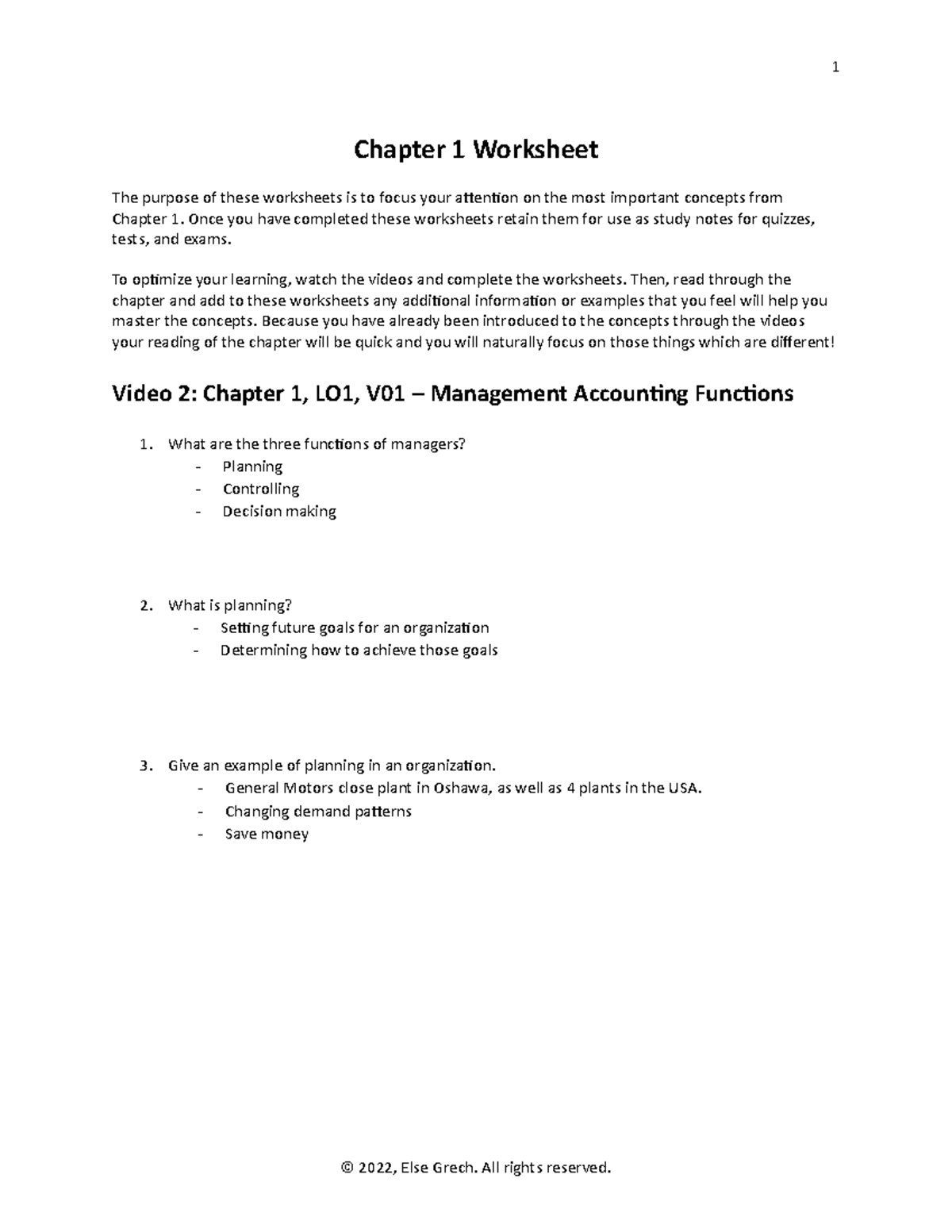 Chapter 1 Worksheet - Chapter 1 Worksheet The purpose of these ...