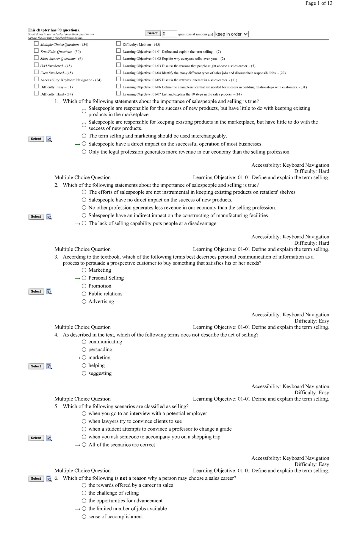 Exam 2019, questions and answers - Page 1 of 13 This chapter has 90 questions. 0 Scroll down to ...