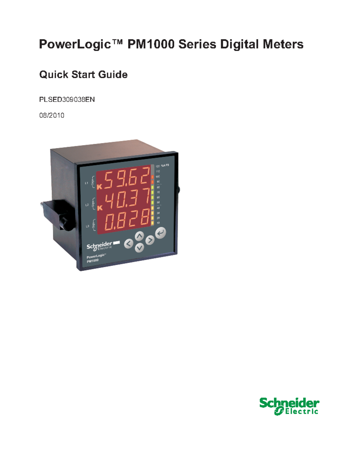 PM1000 1200 - plc - PowerLogic™ PM1000 Series Digital Meters Quick Start Guide PLSED309038EN 08 ...