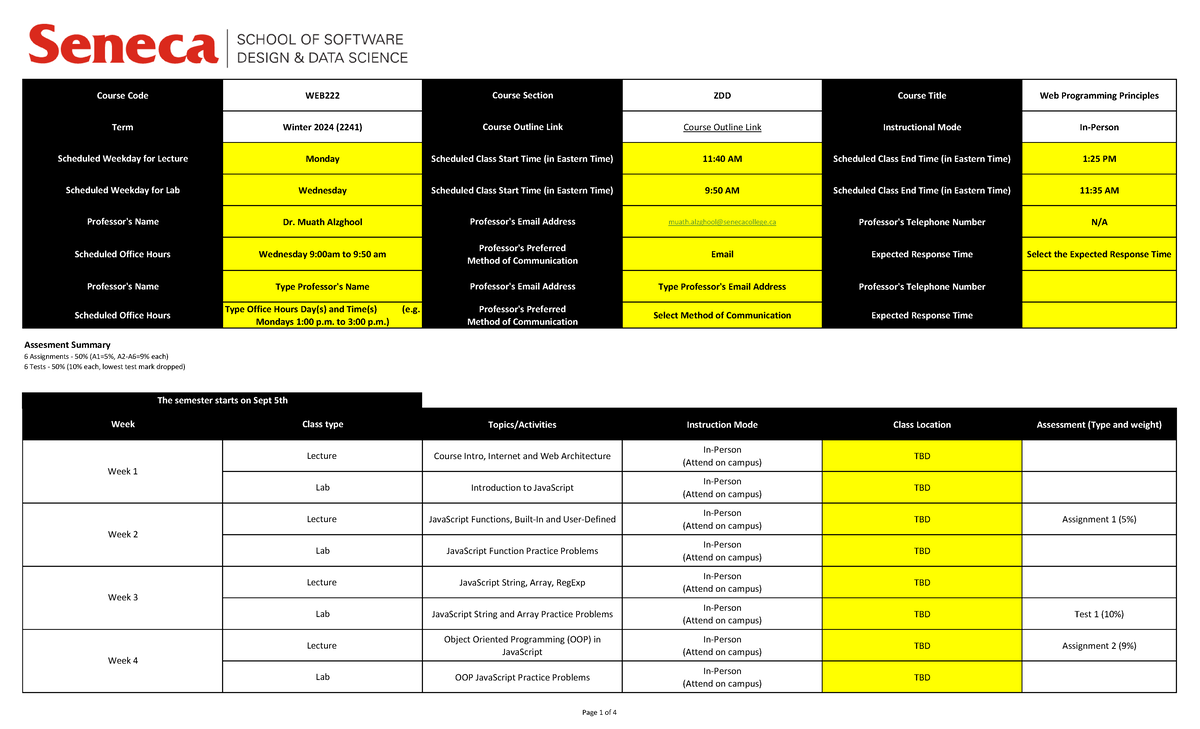 Web222ZDD Addendum 2241 - Course Code WEB222 Course Section ZDD Course Title Web Programming ...