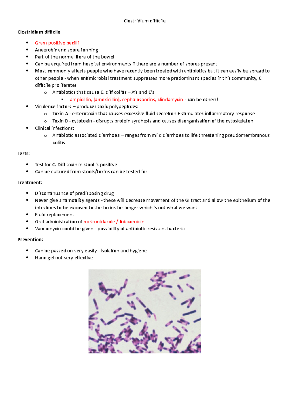 Infections - Clostridium difficile Clostridium difficile Gram positive ...