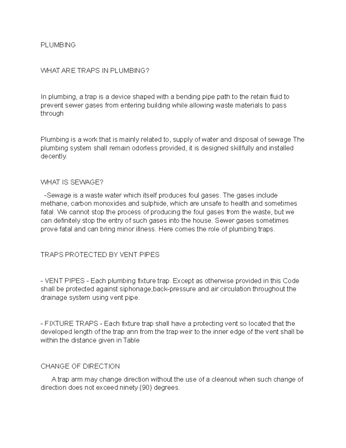 Plumbingnotes - Notes - PLUMBING WHAT ARE TRAPS IN PLUMBING? In ...