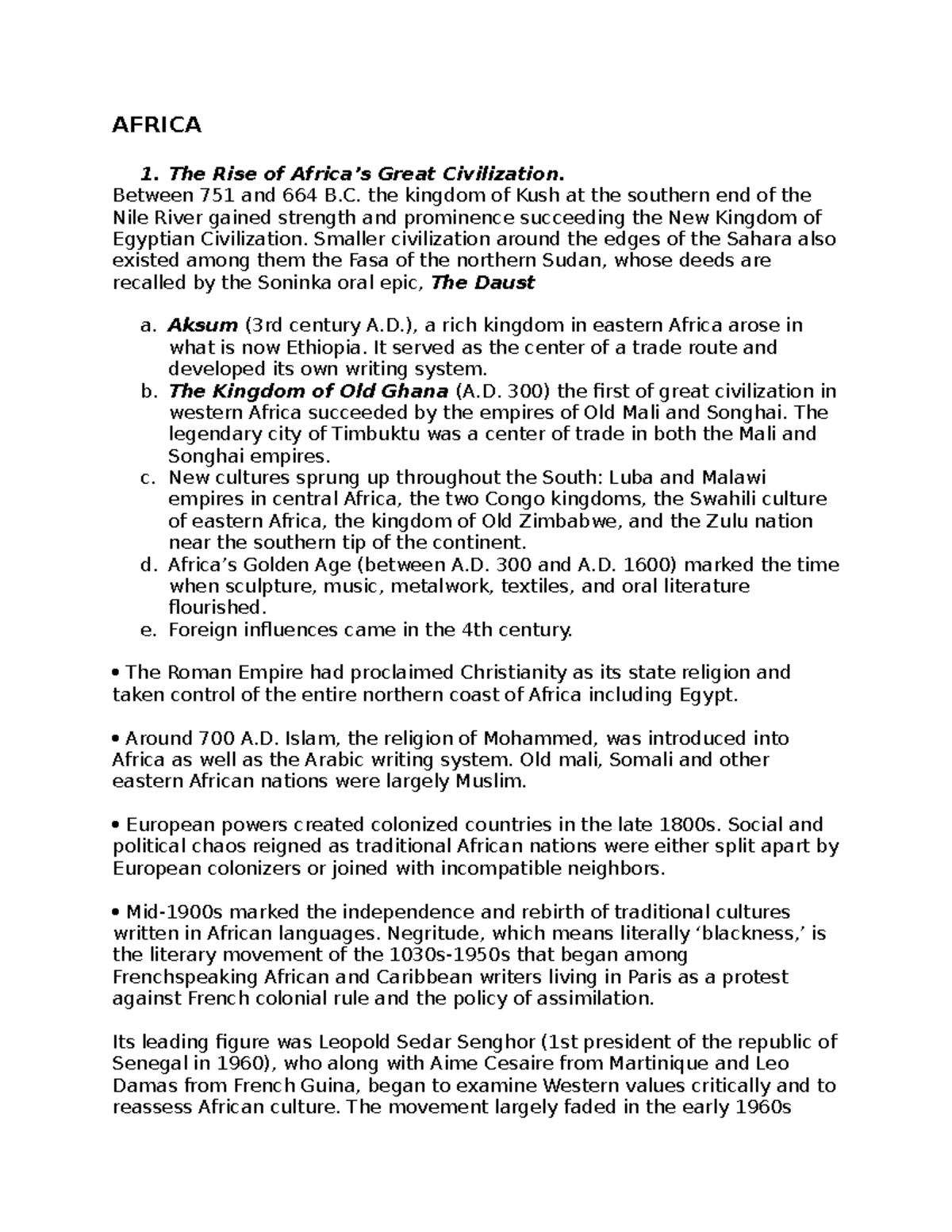 Afro Asian Literature - AFRICA The Rise of Africa’s Great Civilization ...