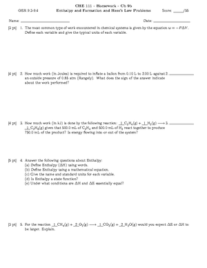 CHE111 Homework - homework - OER 8-8. CHE 111 - Homework - Ch 8b Gas ...