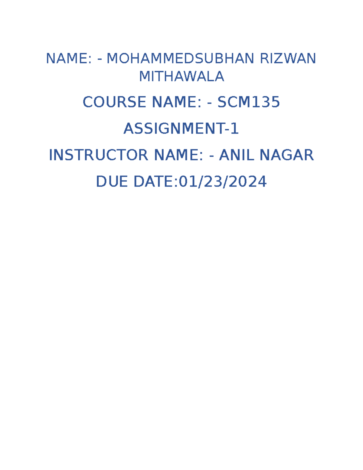 Accounting KPI - accs - NAME: - MOHAMMEDSUBHAN RIZWAN MITHAWALA COURSE ...