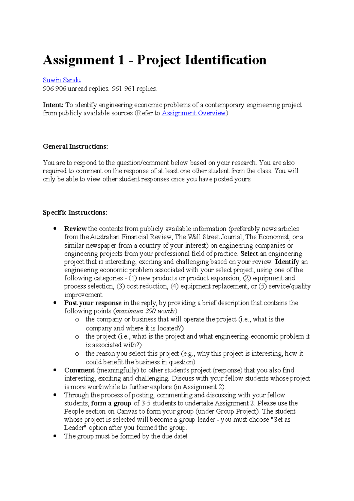 Assignment 1 - Project Identification - Easiest marks - Assignment 1 ...