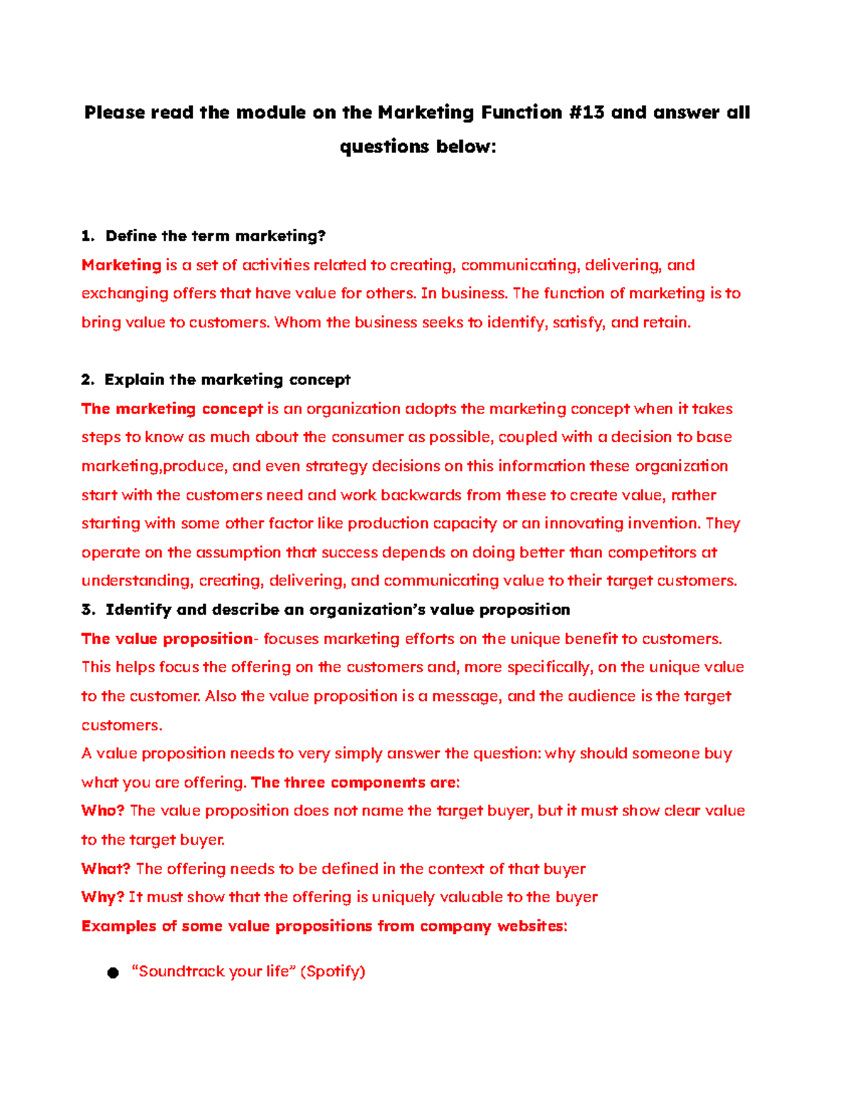 bookwork business - Please read the module on the Marketing Function ...