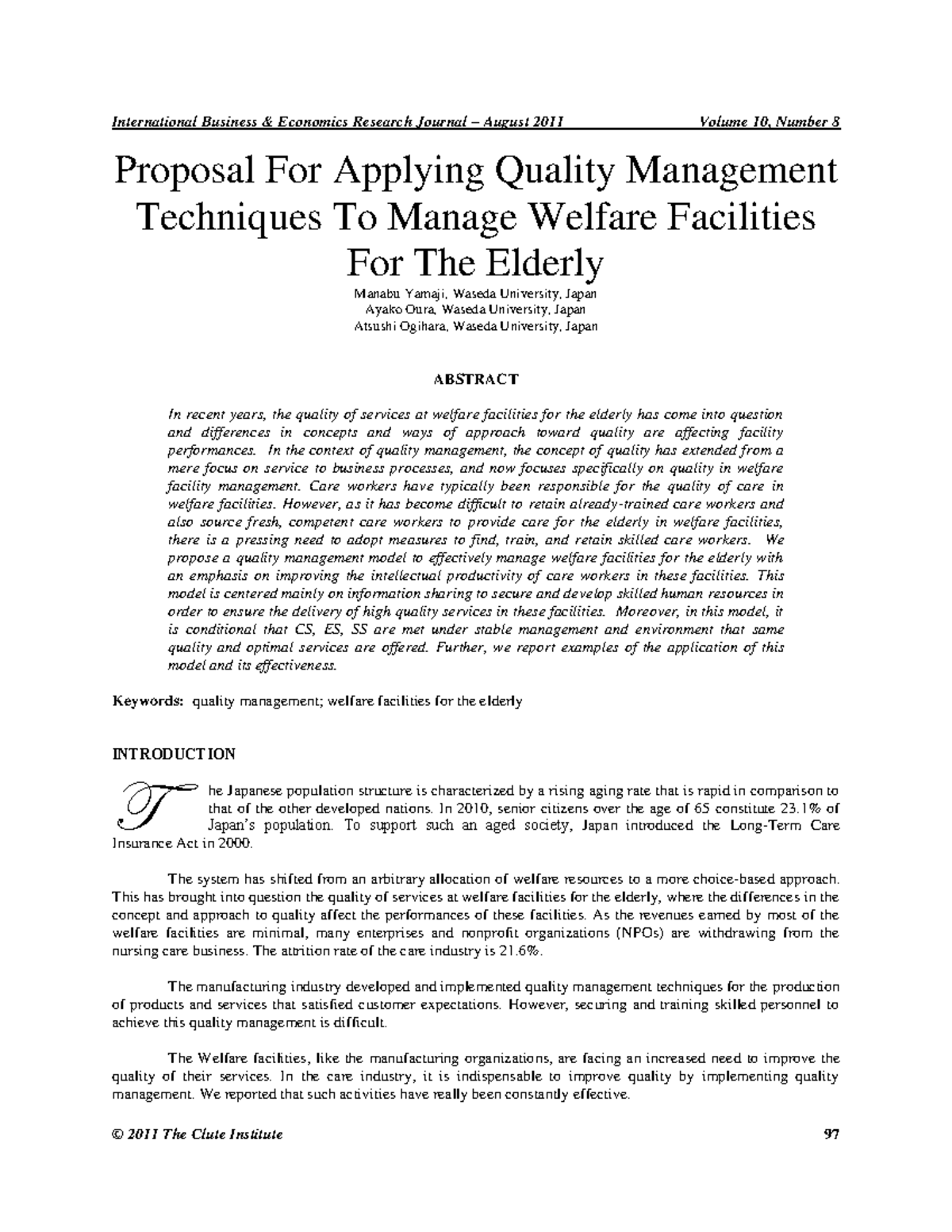 Proposal For Applying Quality Management Technique - In the context of ...