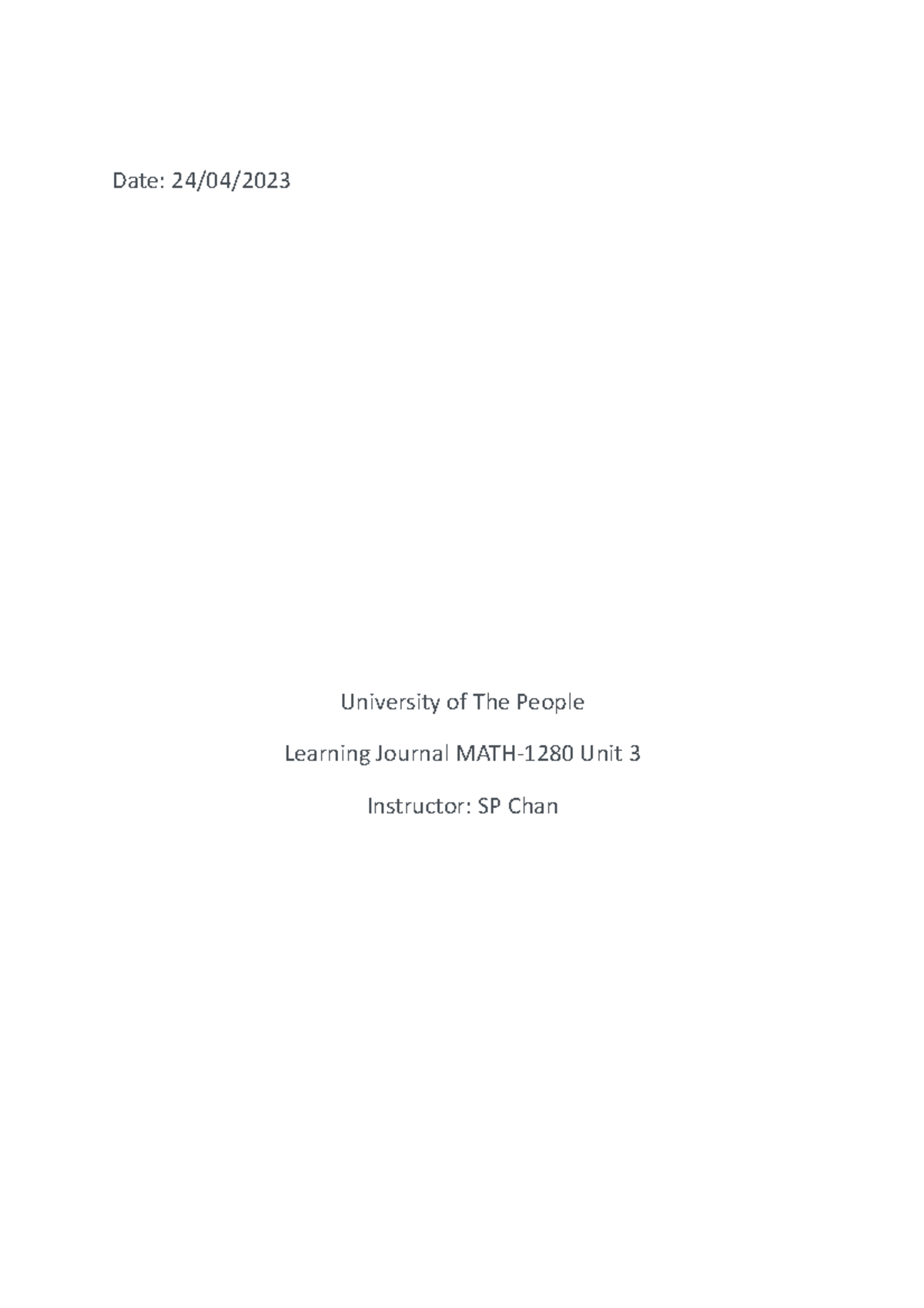 Lj Unit 3 Learning Journal Unit 3 Introduction To Statistics Full Details And Solution Date