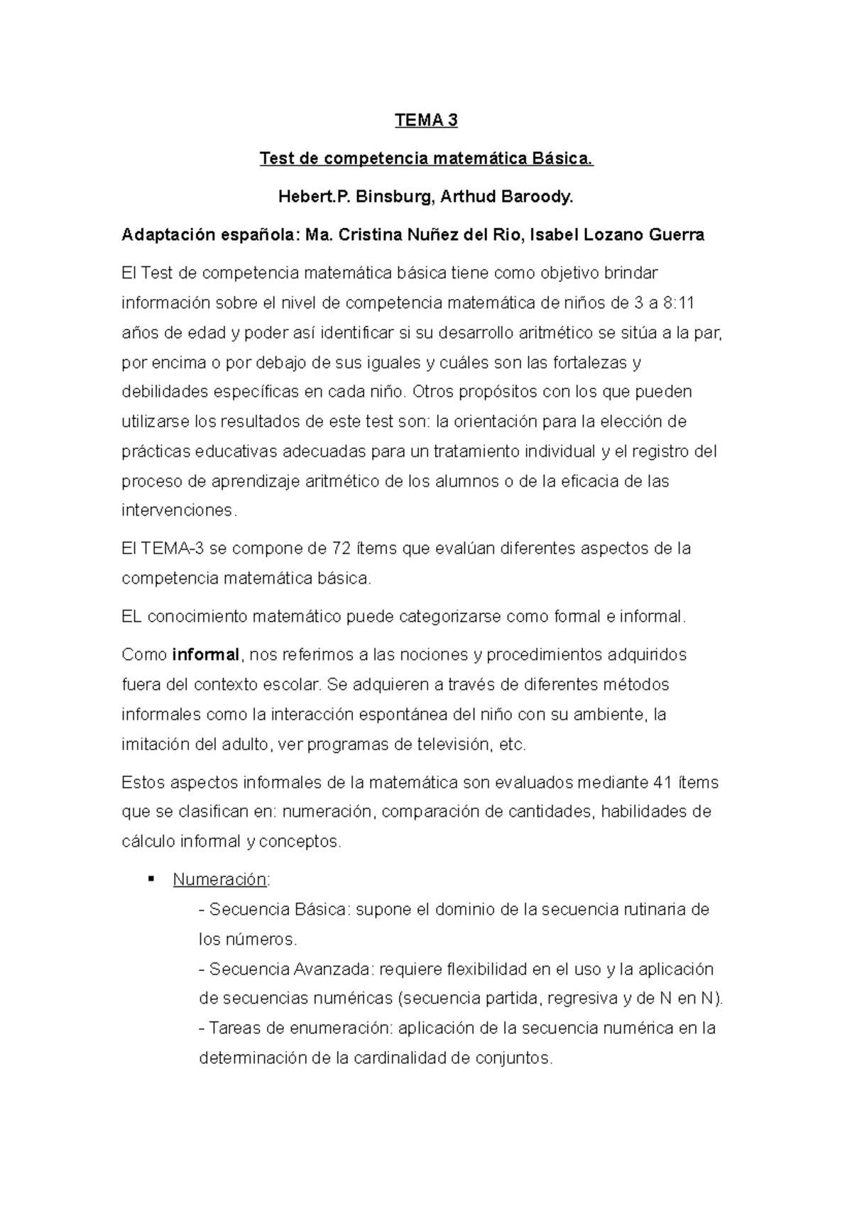 Intro TEMA - 3 - evaluacion en matemáticas - TEMA 3 Test de competencia ...