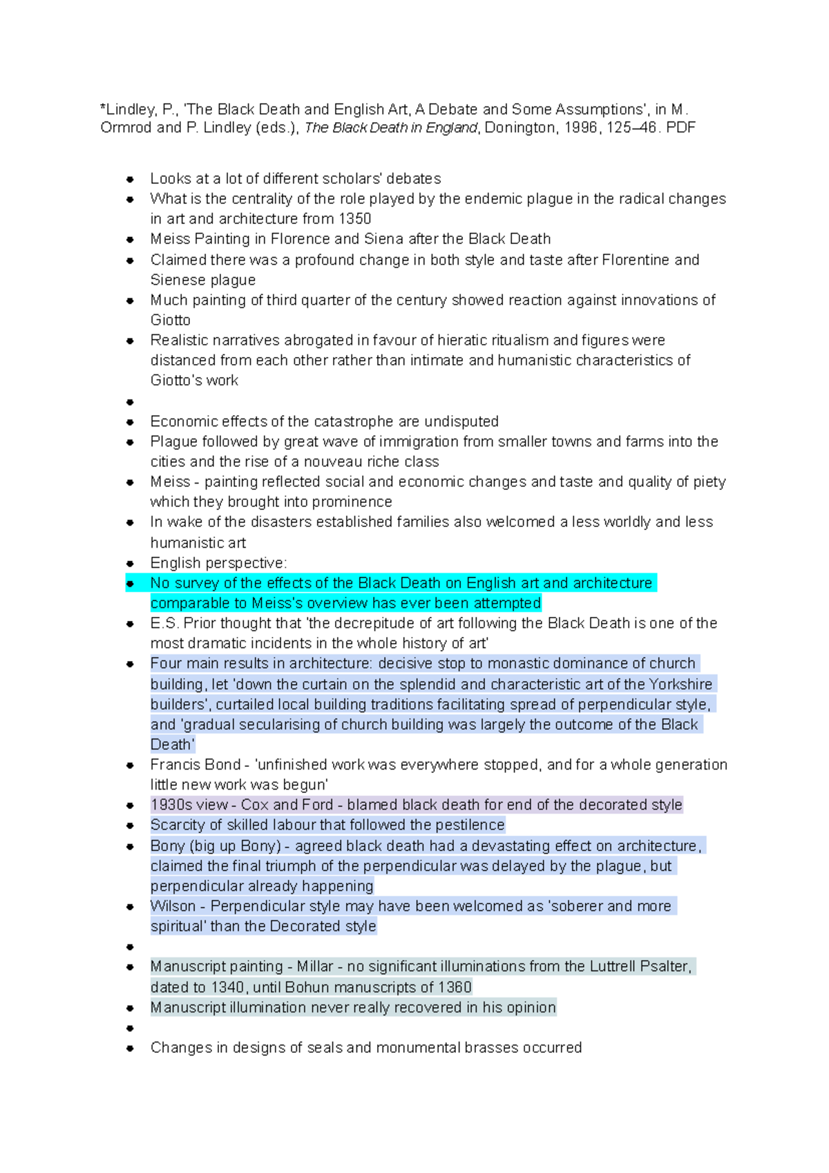 Week 7 seminar readings - *Lindley, P., ‘The Black Death and English ...