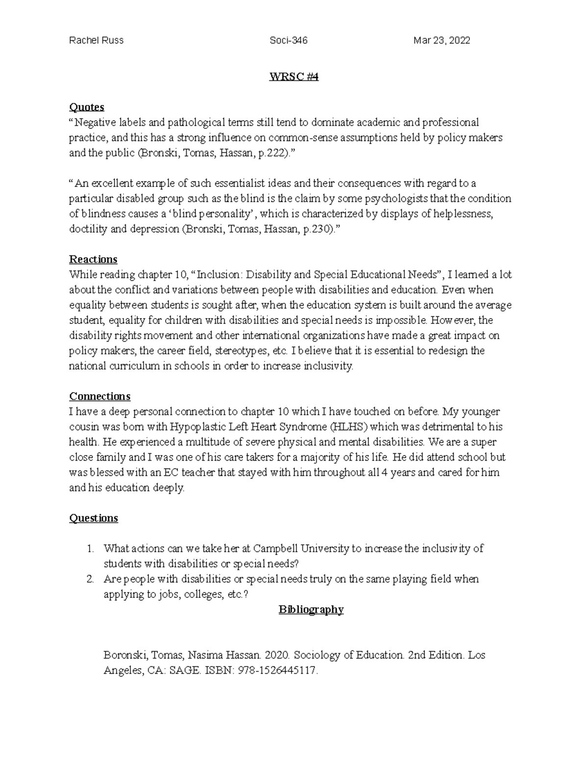 WRSC #4 - WRSC 4 - Rachel Russ Soci-346 Mar 23, 2022 WRSC Quotes ...