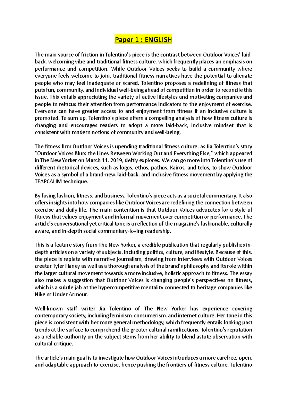 Paper 1 english 1st draft - Paper 1 : ENGLISH The main source of fric ...