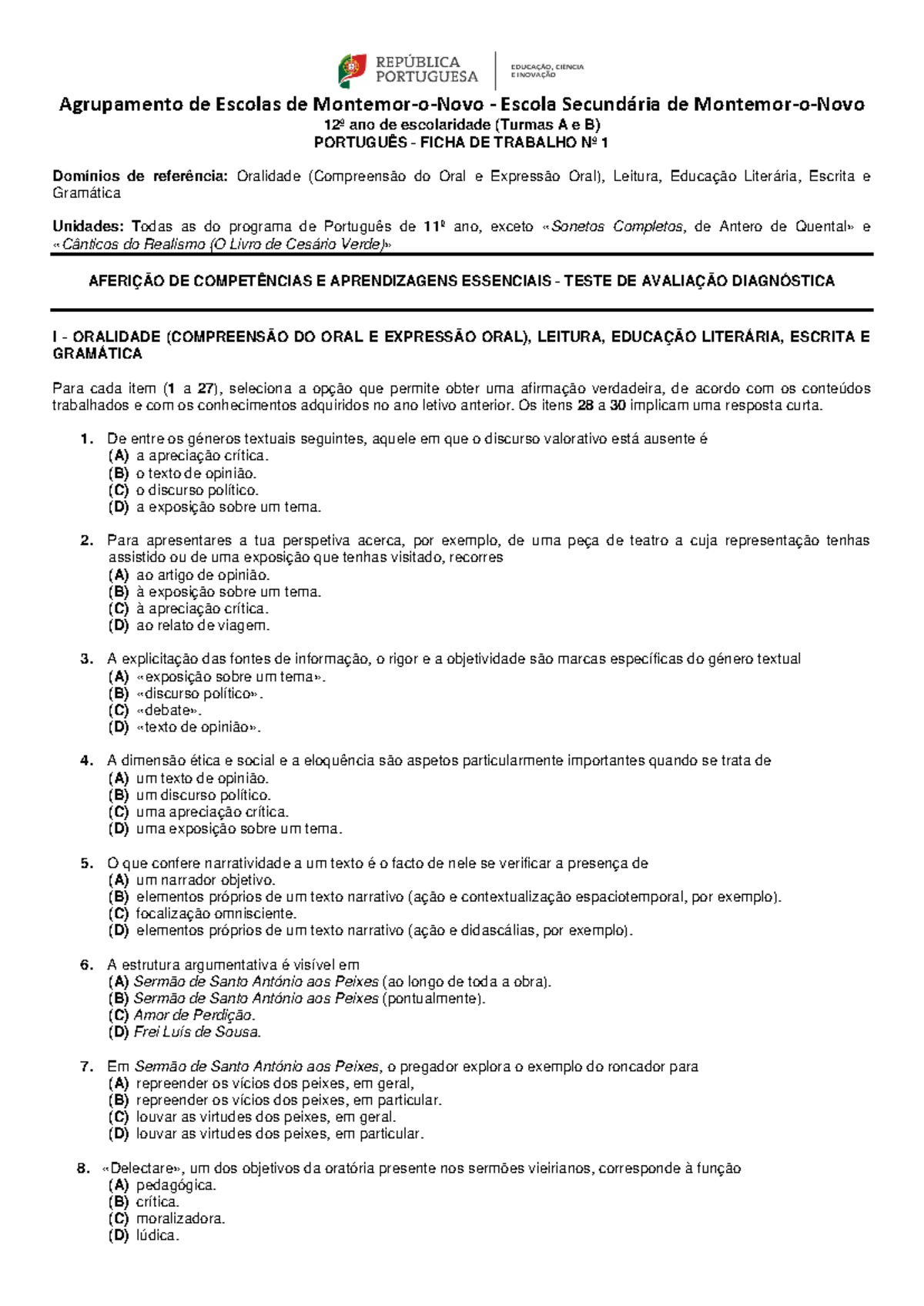Ficha de trabalho 1 - Agrupamento de Escolas de Montemor-o-Novo ...