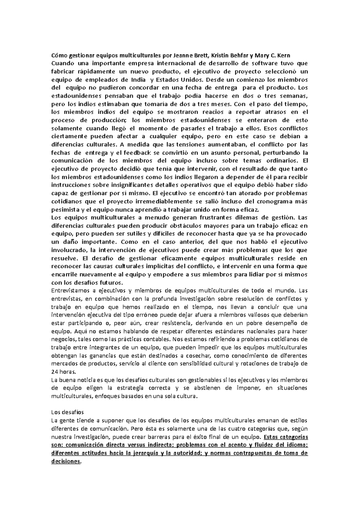 Cómo gestionar equipos multiculturales por Jeanne Brett, Kristin Behfar ...