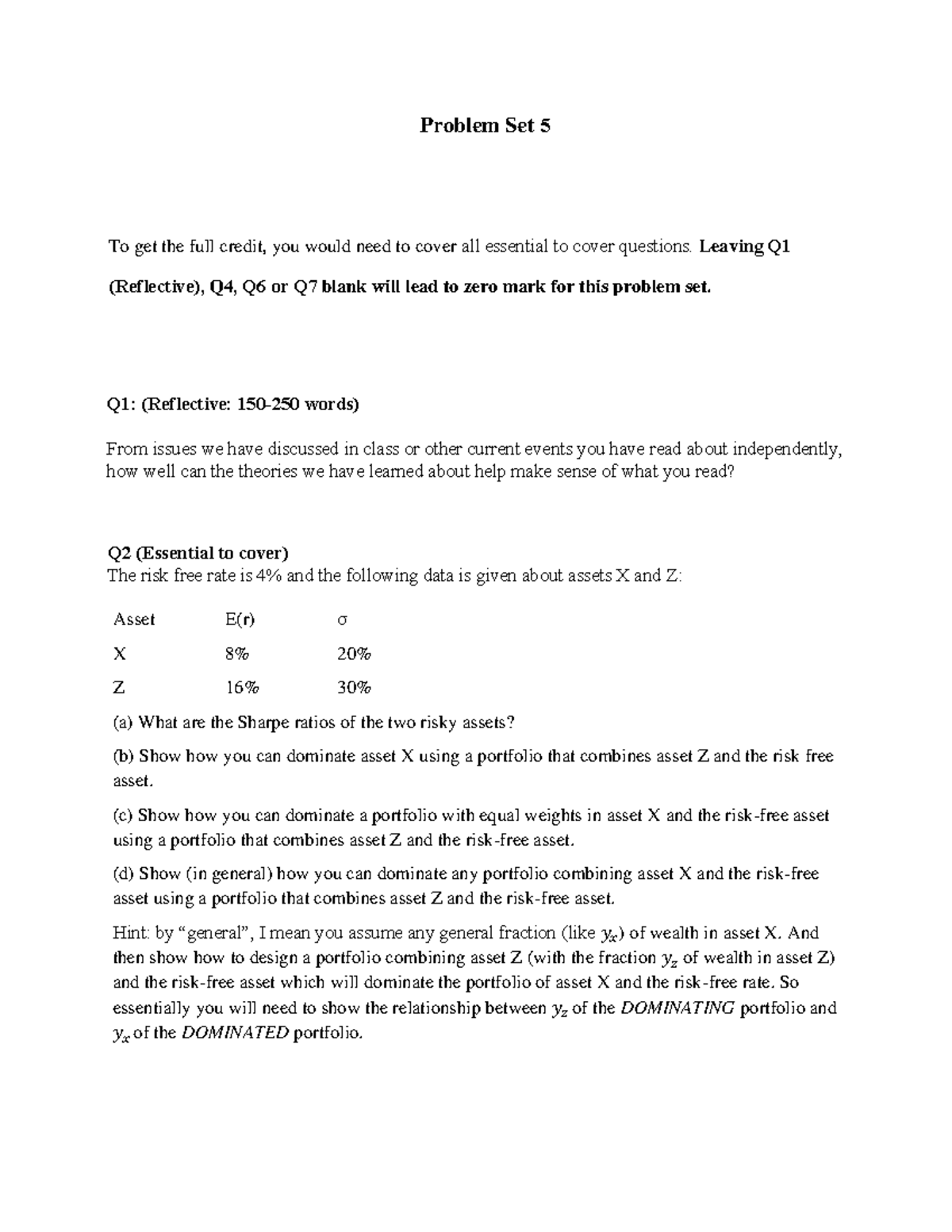 FINS2624 PS5 T32022 - Problem Set 5 To get the full credit, you would ...