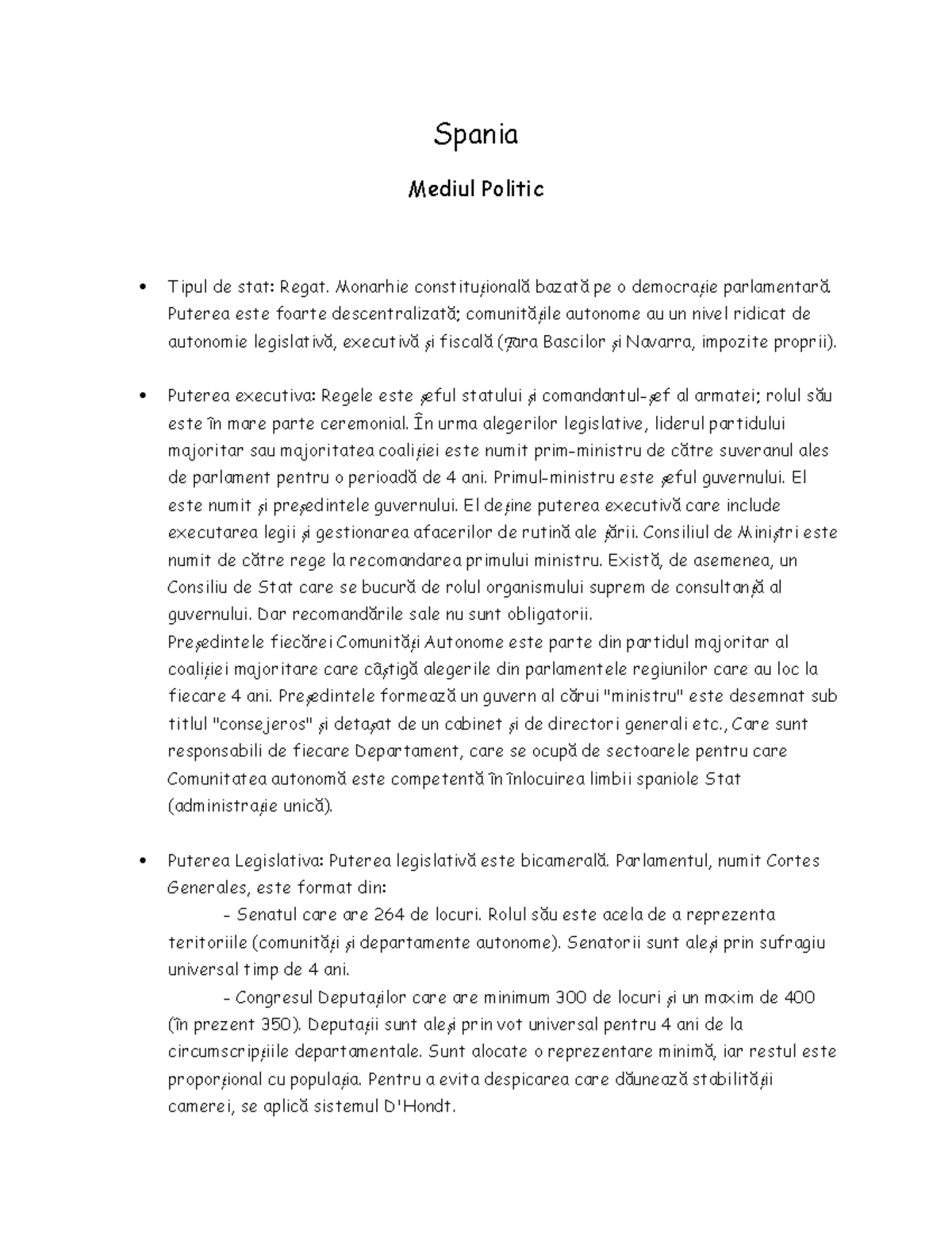 Integrare economica europeana - Spania Mediul Politic Tipul de stat ...