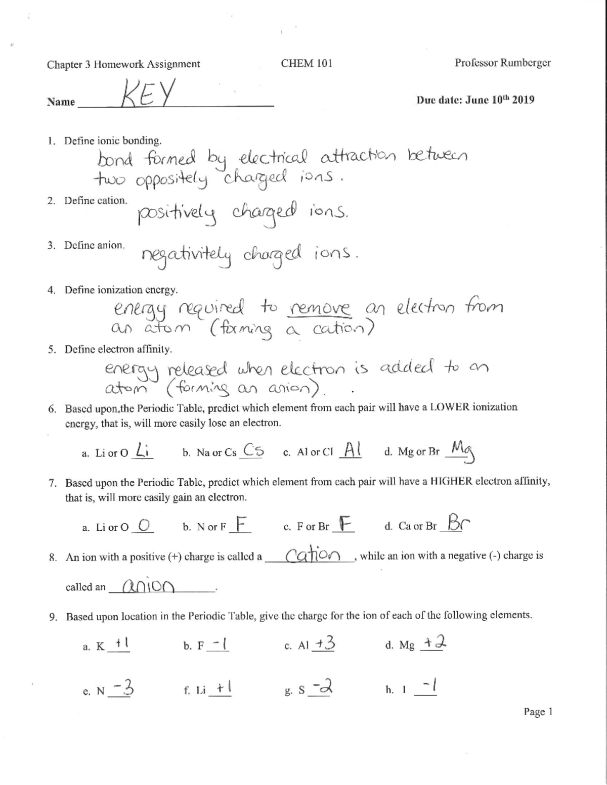 Chapter 3 Homework solutions - CHEM121 - Studocu