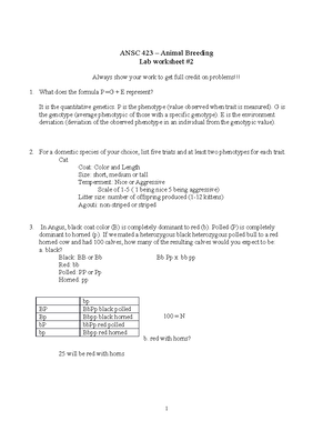 Lab+worksheet+4 - lab worksheet with answers - ANSC 423 – Animal ...