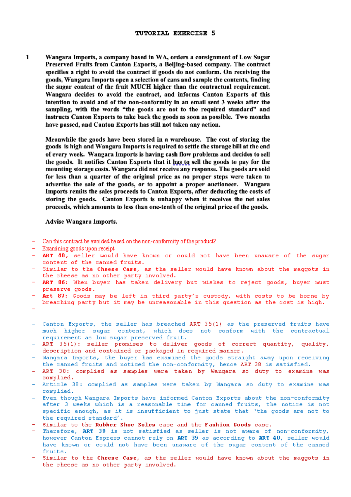 Tutorial 5 2024 - TUTORIAL EXERCISE 5 - Can this contract be avoided ...