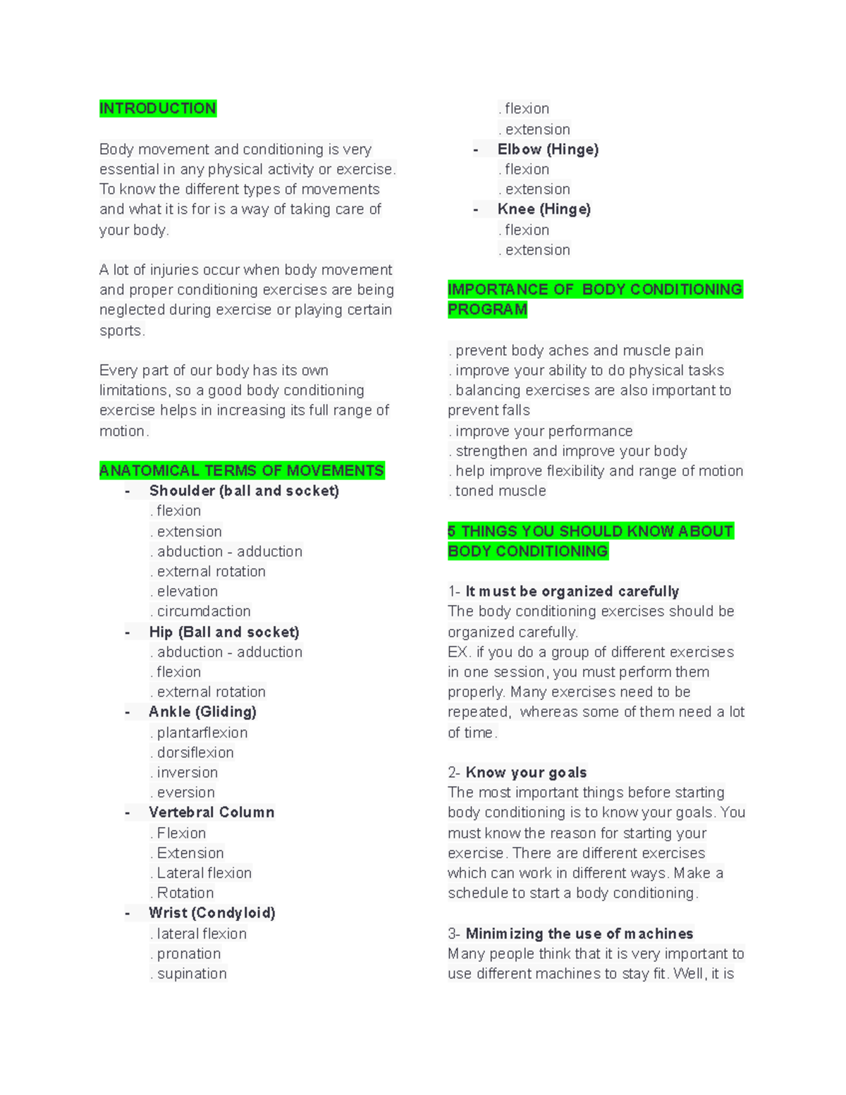 PE4 PPT + Notes - PHED214 - INTRODUCTION Body movement and conditioning ...