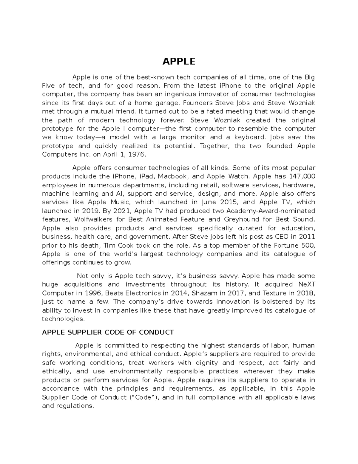 Apple - APPLE Apple is one of the best-known tech companies of all time ...