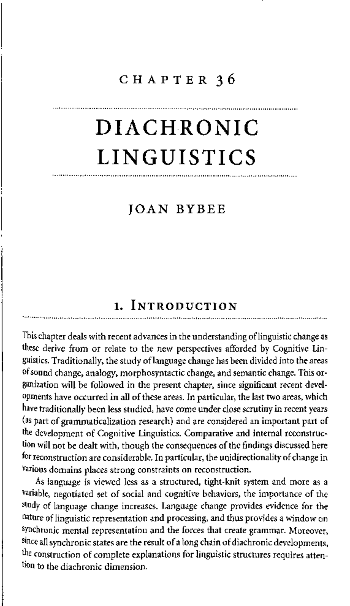 Diachronic Linguistics - CHAPTER 36 - Studocu
