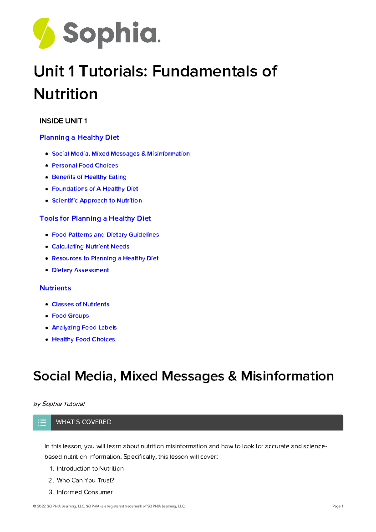 Unit 1 tutorials fundamentals of nutrition - Unit 1 Tutorials ...