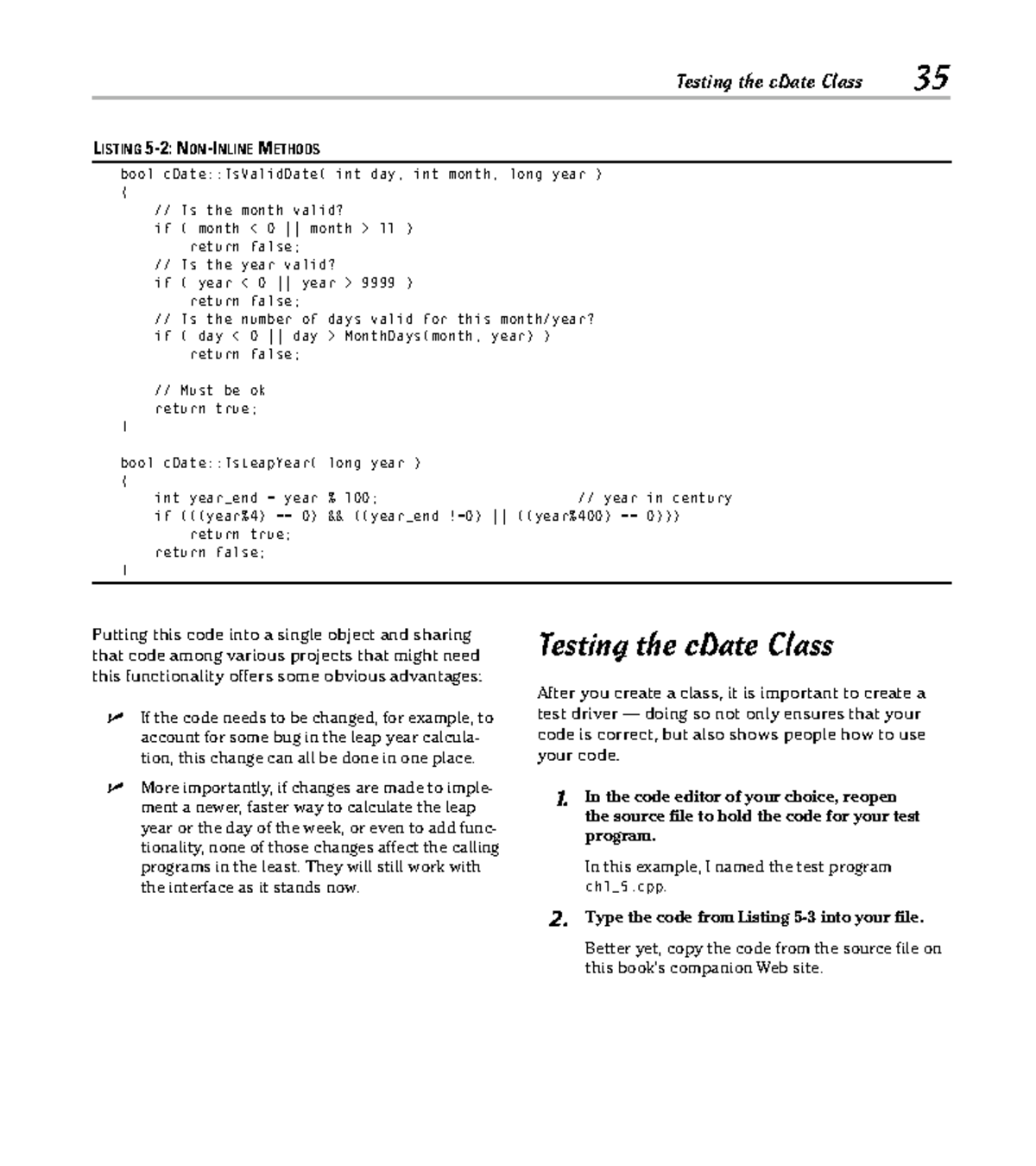 C Timesaving Techniques Testing The Cdate Class 35 Putting This Code Into A Single Object