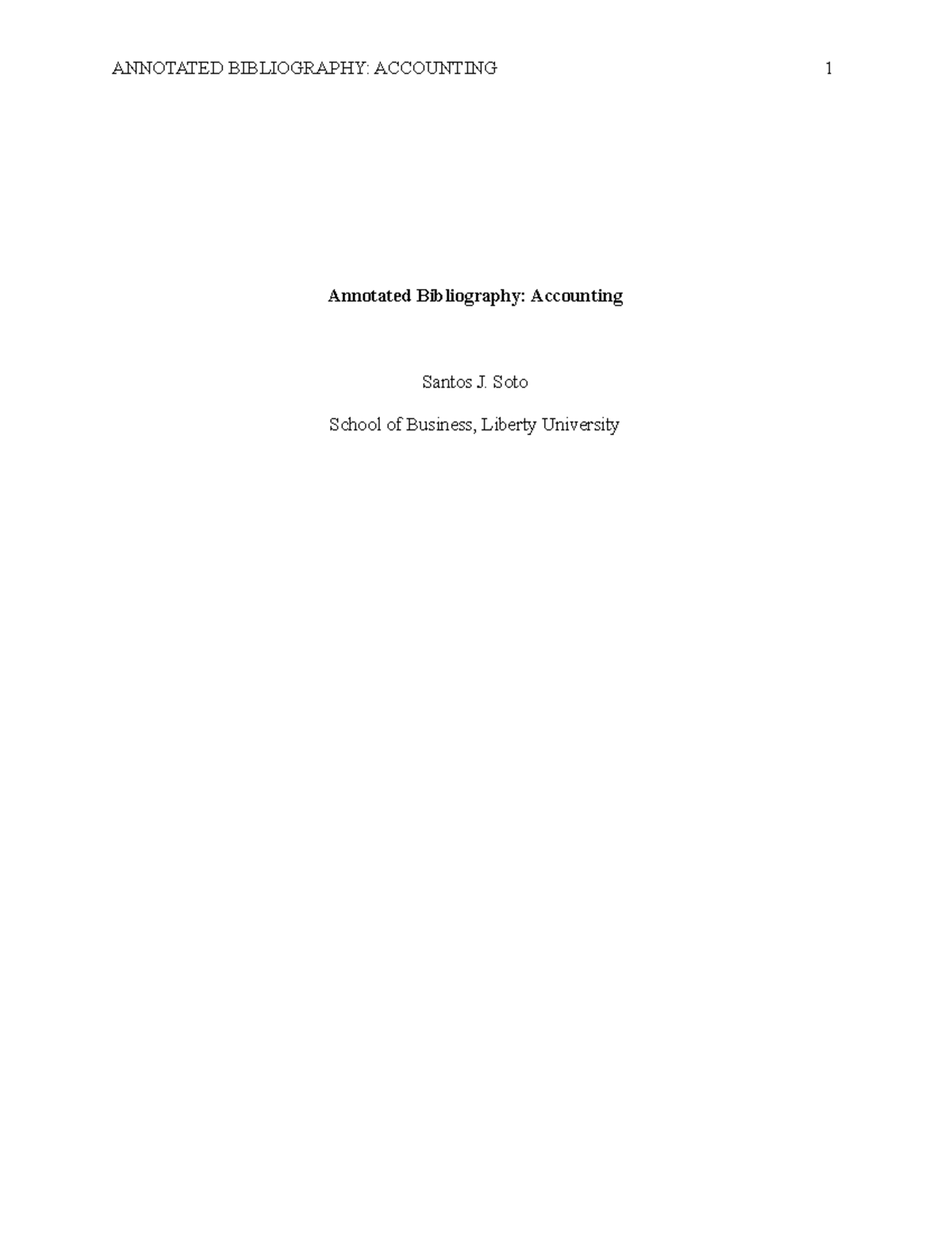 Annotated Bibliography Accounting - Annotated Bibliography: Accounting ...
